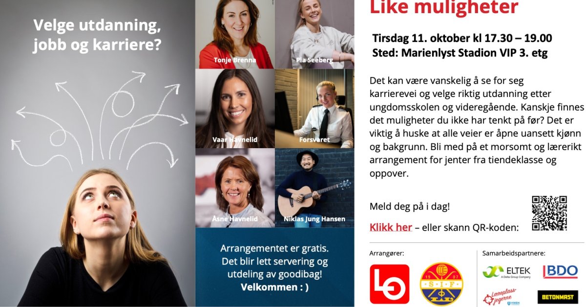 SIF og LO inviterer til "Like Muligheter" tirsdag 11.10 / Strømsgodset